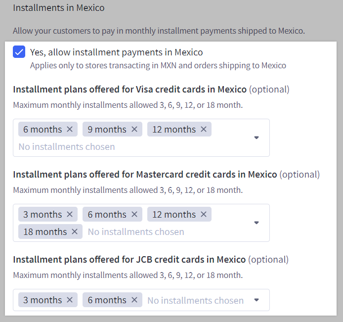 Adyen Credit Card Installments