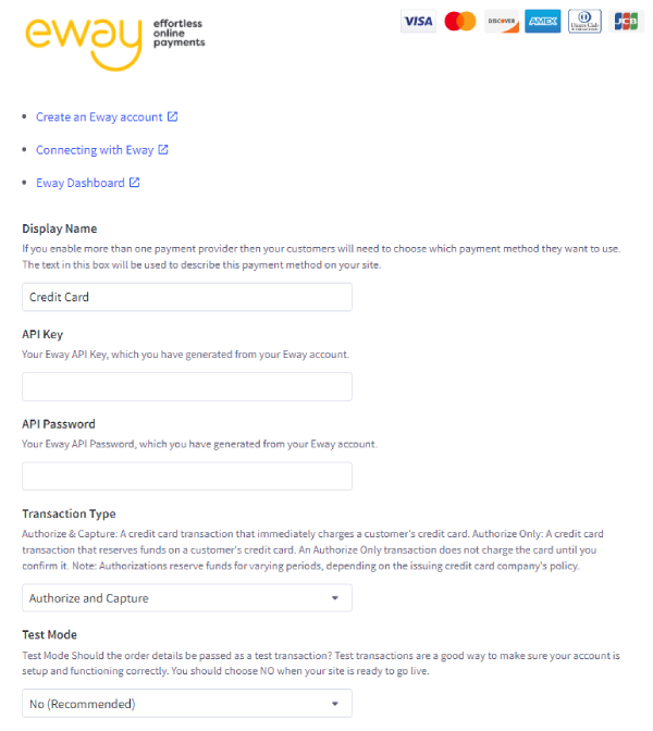 Connecting Eway Rapid Payment Gateway
