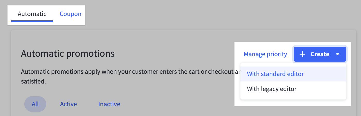 Automatic and Coupon Promotions (Standard Editor)
