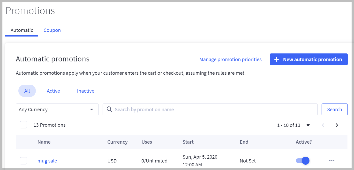 Automatic Promotions (Legacy Editor)