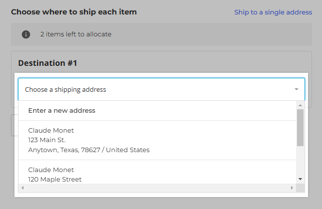 Offering Shipping to Multiple Addresses