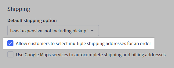 Offering Shipping to Multiple Addresses