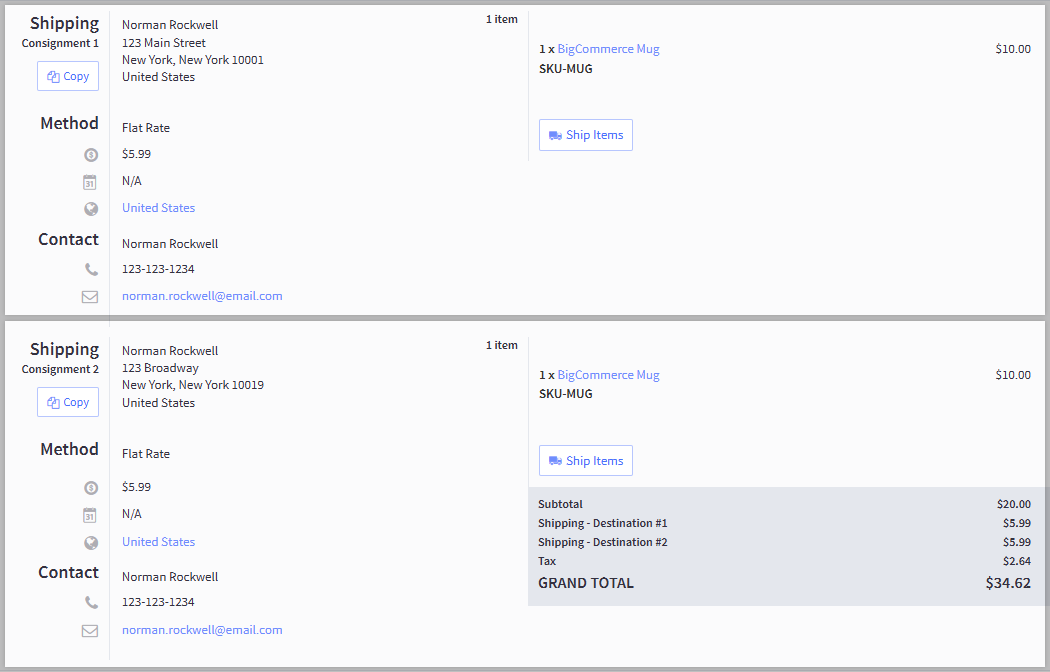 Offering Shipping to Multiple Addresses