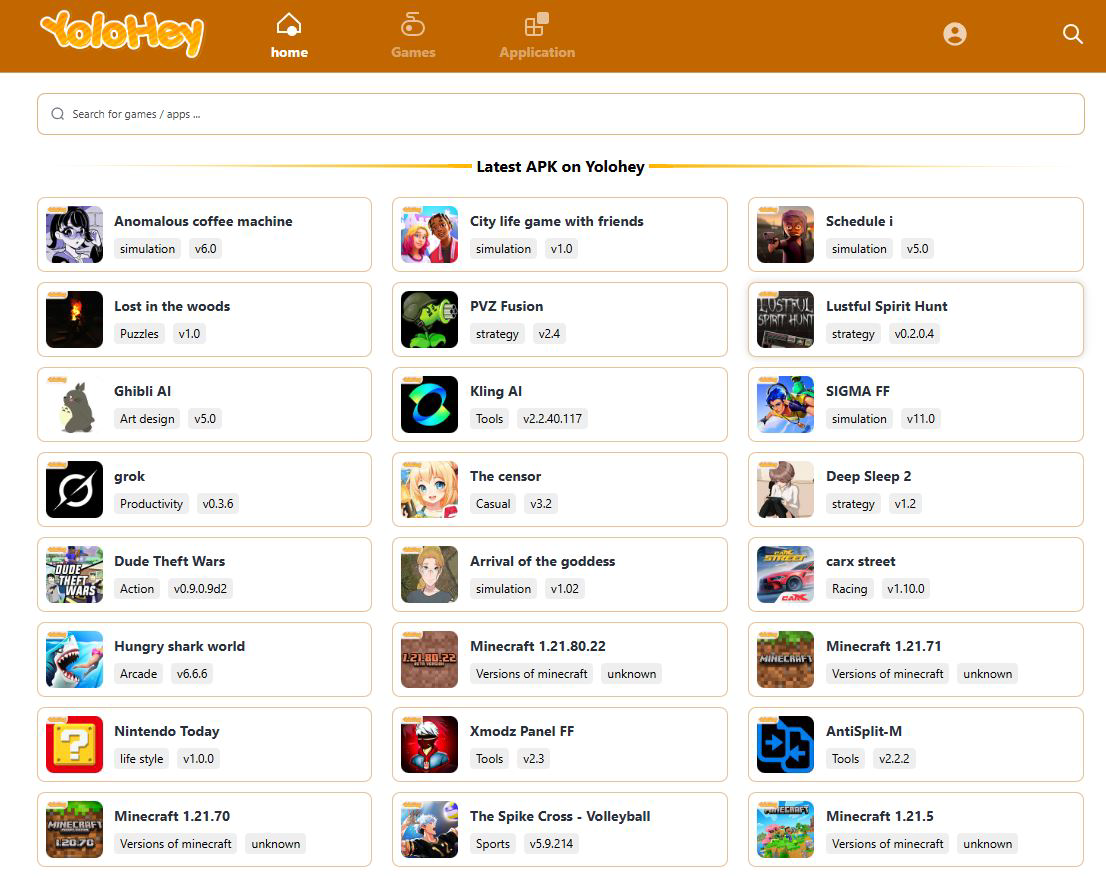 Yolohey | Free Games& & Apps - Landing Page