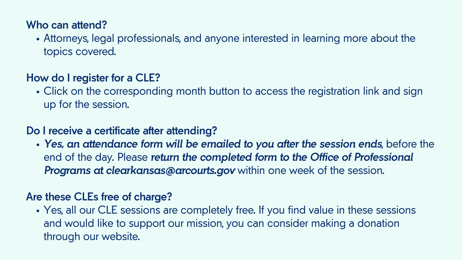 Continuing Legal Education (CLE) - Landing Page