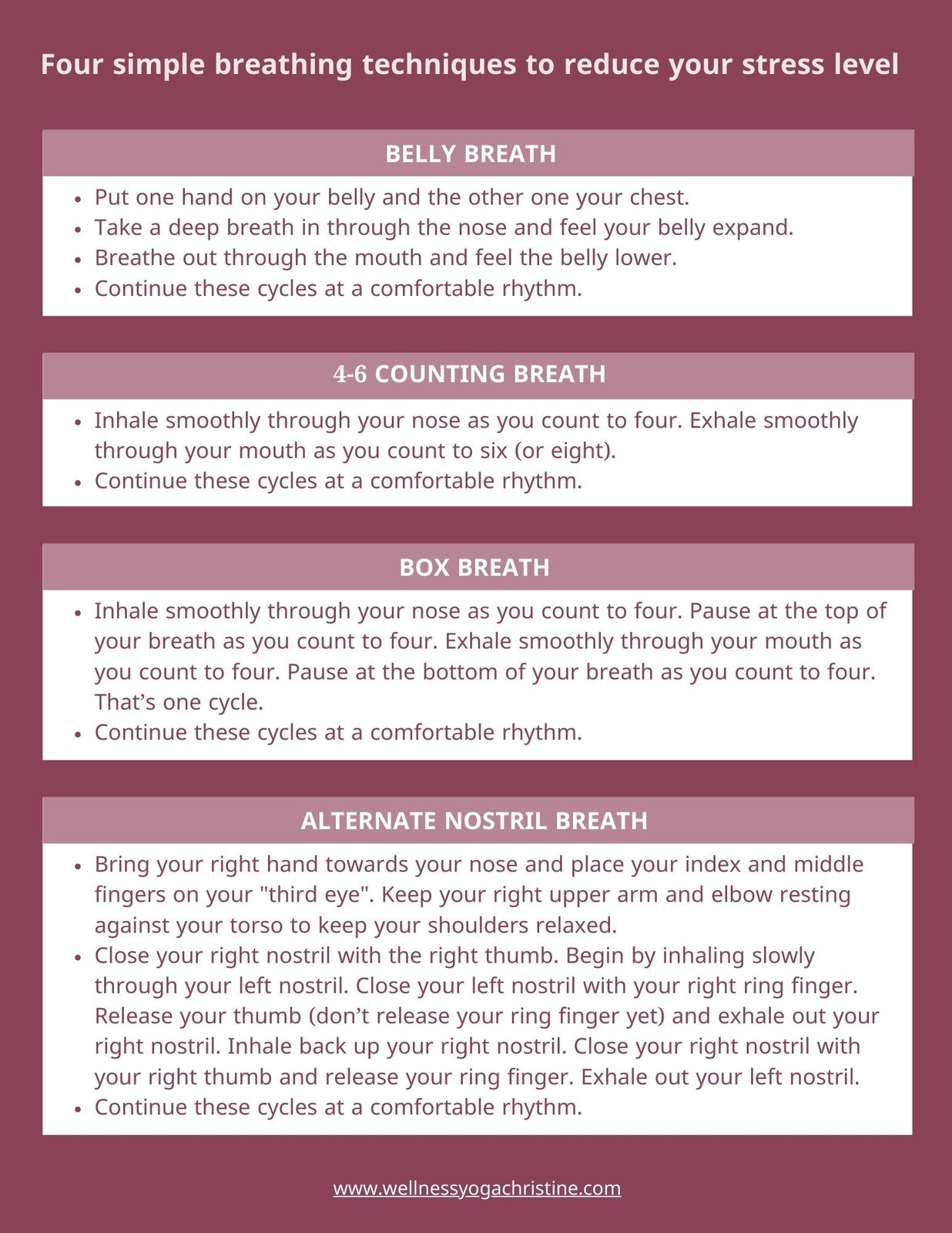 Four simple breathing techniques to lower your stress level (plus ...