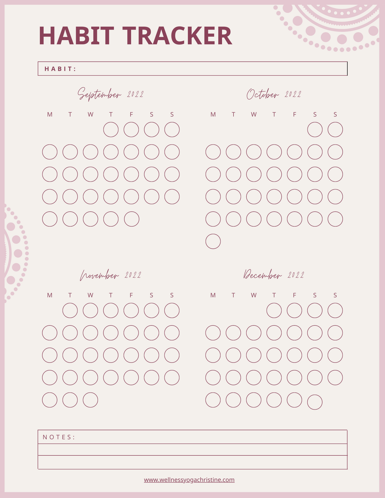 Download your FREE habit tracker to stay motivated by Wellness & Yoga ...