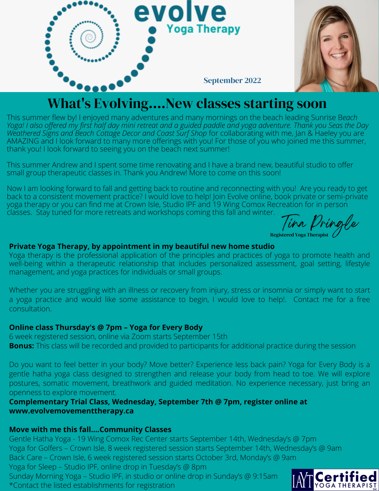 What's Evolving...Fall Classes starting soon by Evolve Therapeutic Yoga ...