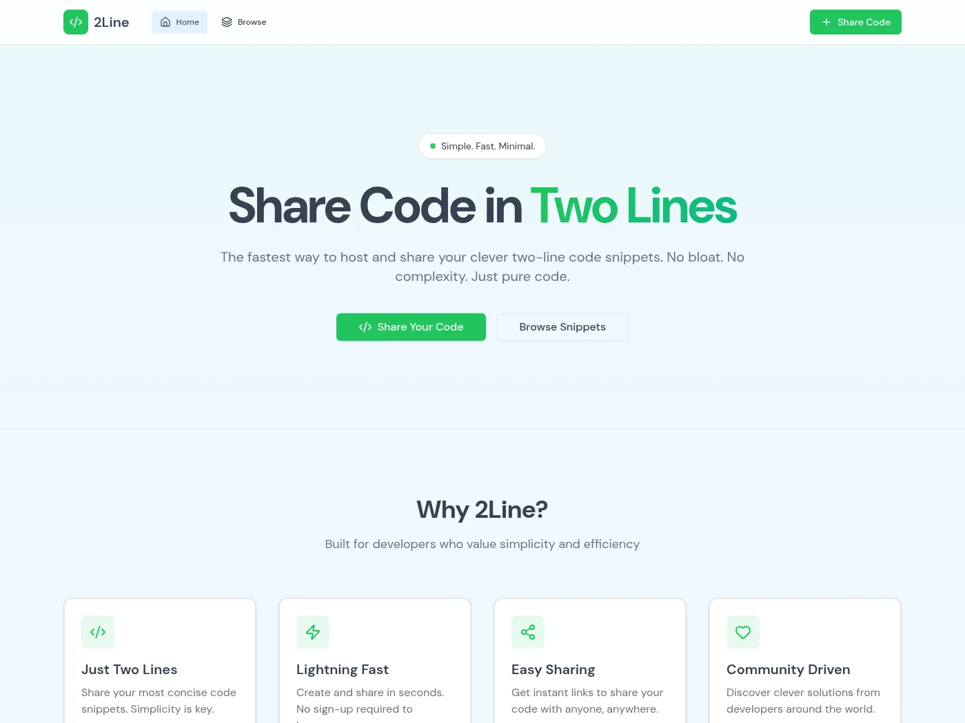 2 Line Code Hosting Platform