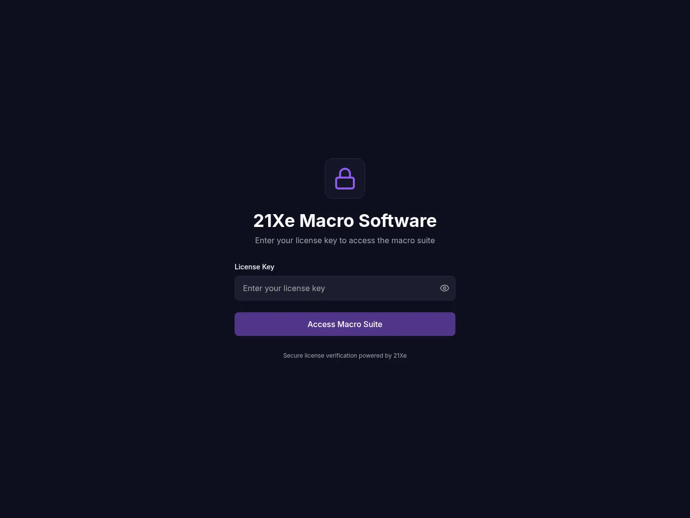 21Xe Macro Software with Secure License Key Access