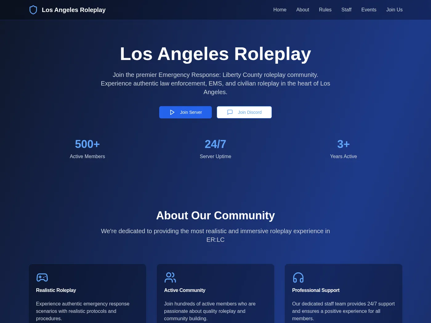 Los Angeles Roleplay Community Website