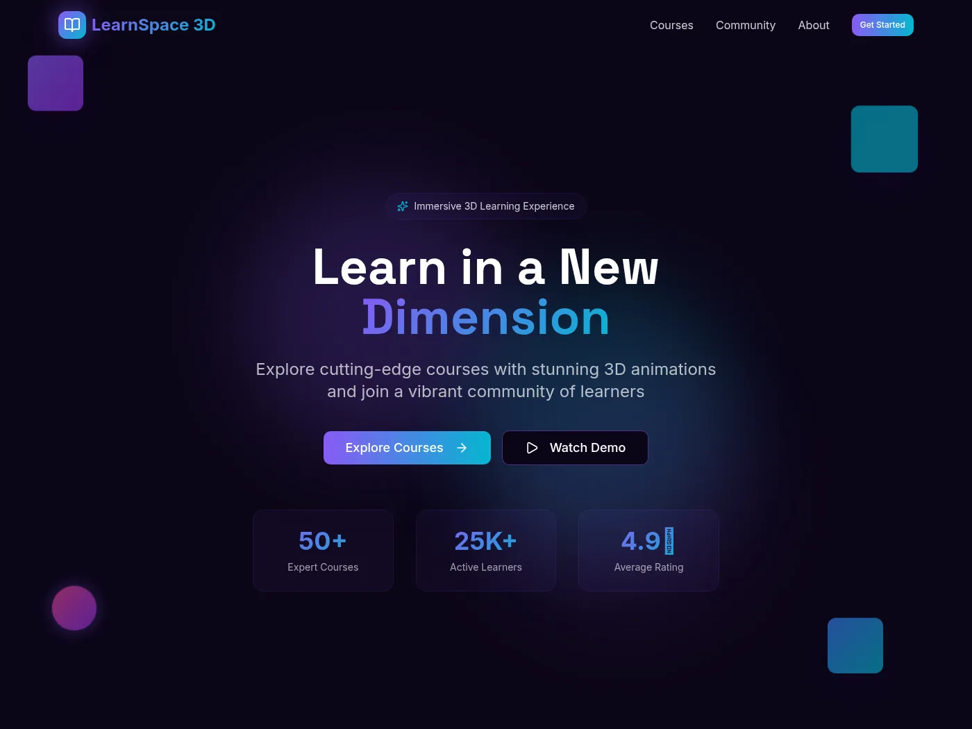 3D Animated E-Learning Platform with Community Features