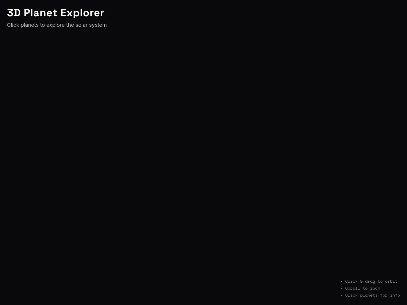 3D Planet Explorer: Interactive Solar System Visualization
