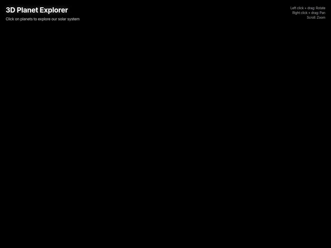 3D Planet Explorer: Interactive Solar System Visualization