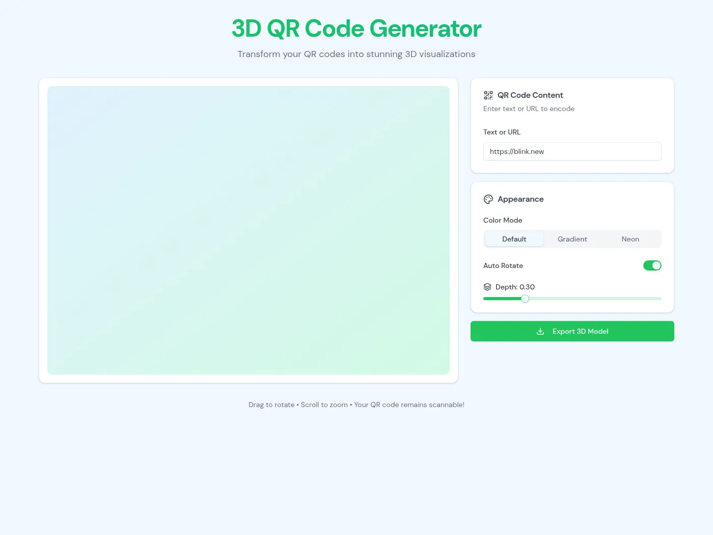3D QR Code Generator