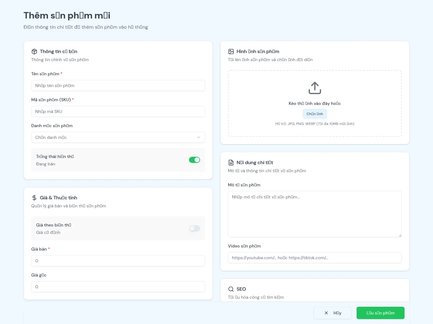 Admin Product Addition Interface