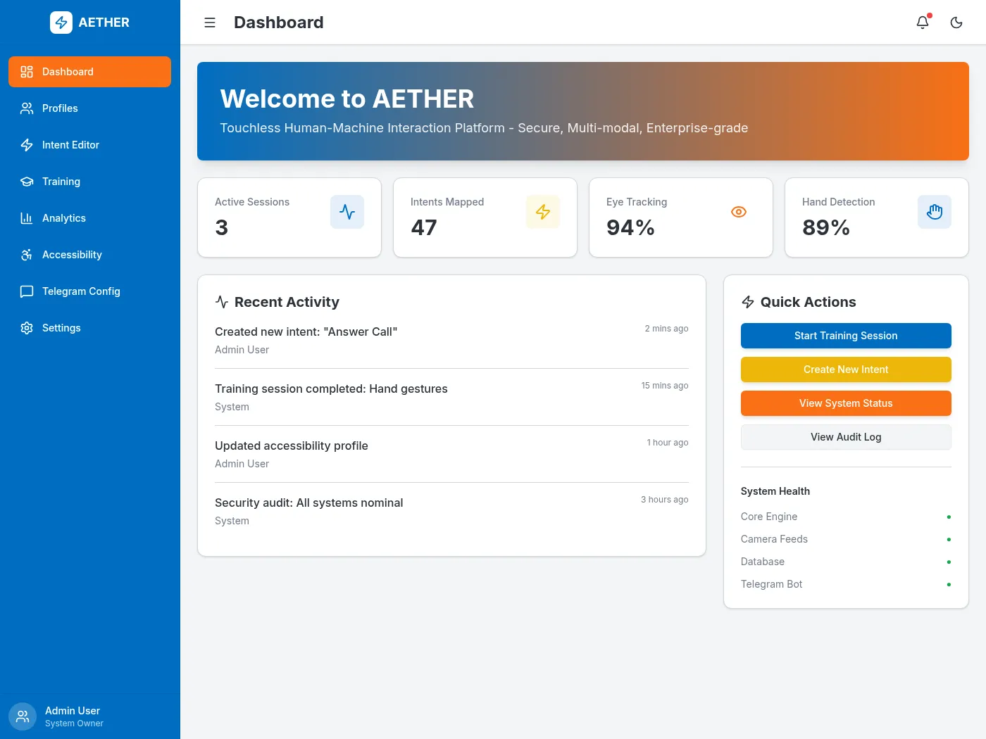 AETHER Touchless Platform