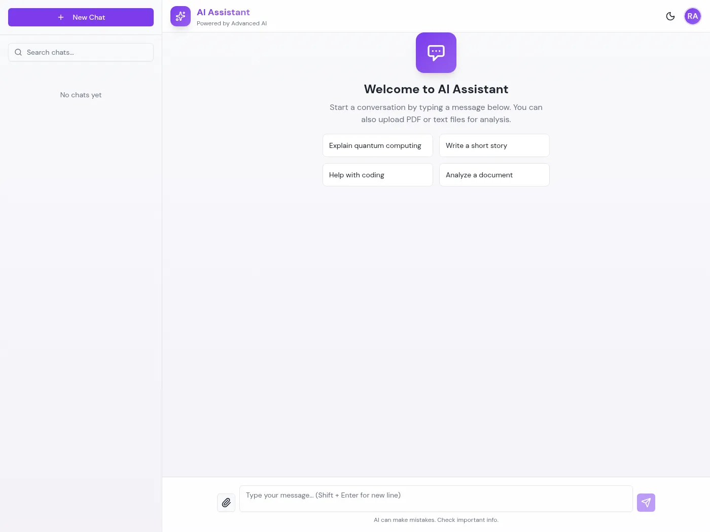 AI Chatbot Web App with Premium Modern UI in React & TailwindCSS