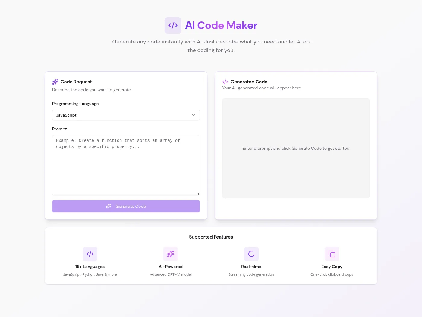 AI Code Maker App