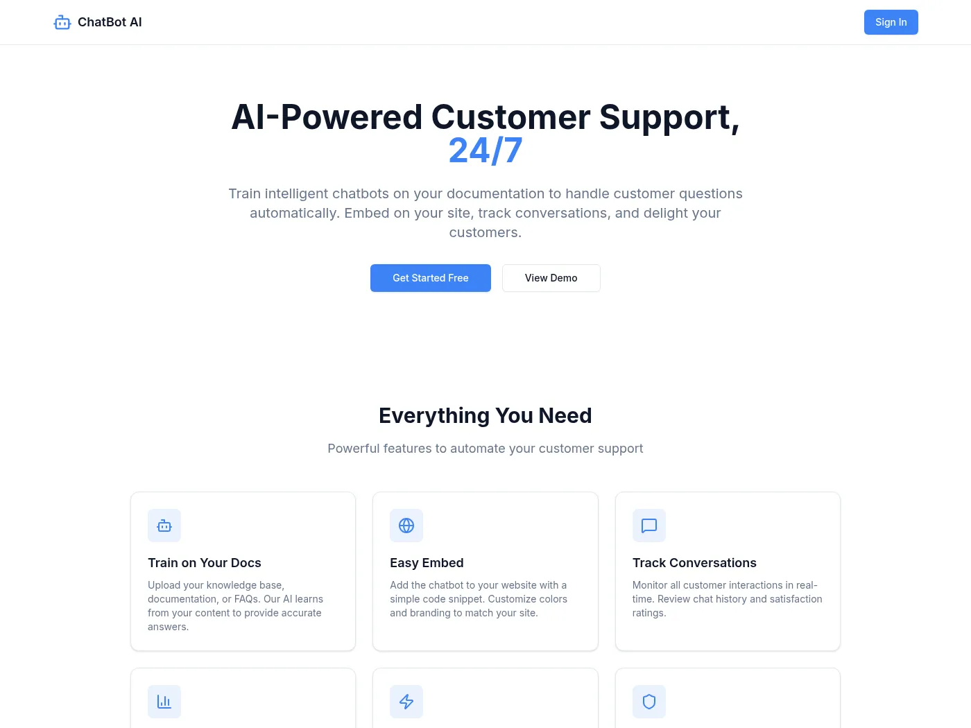 AI Customer Support Chatbot Platform