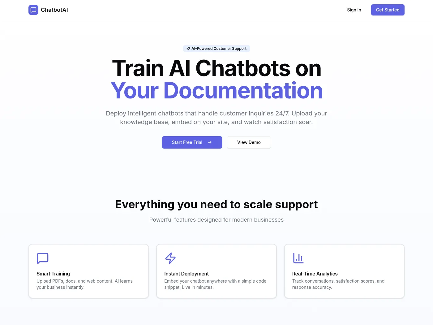AI Customer Support Chatbot Platform