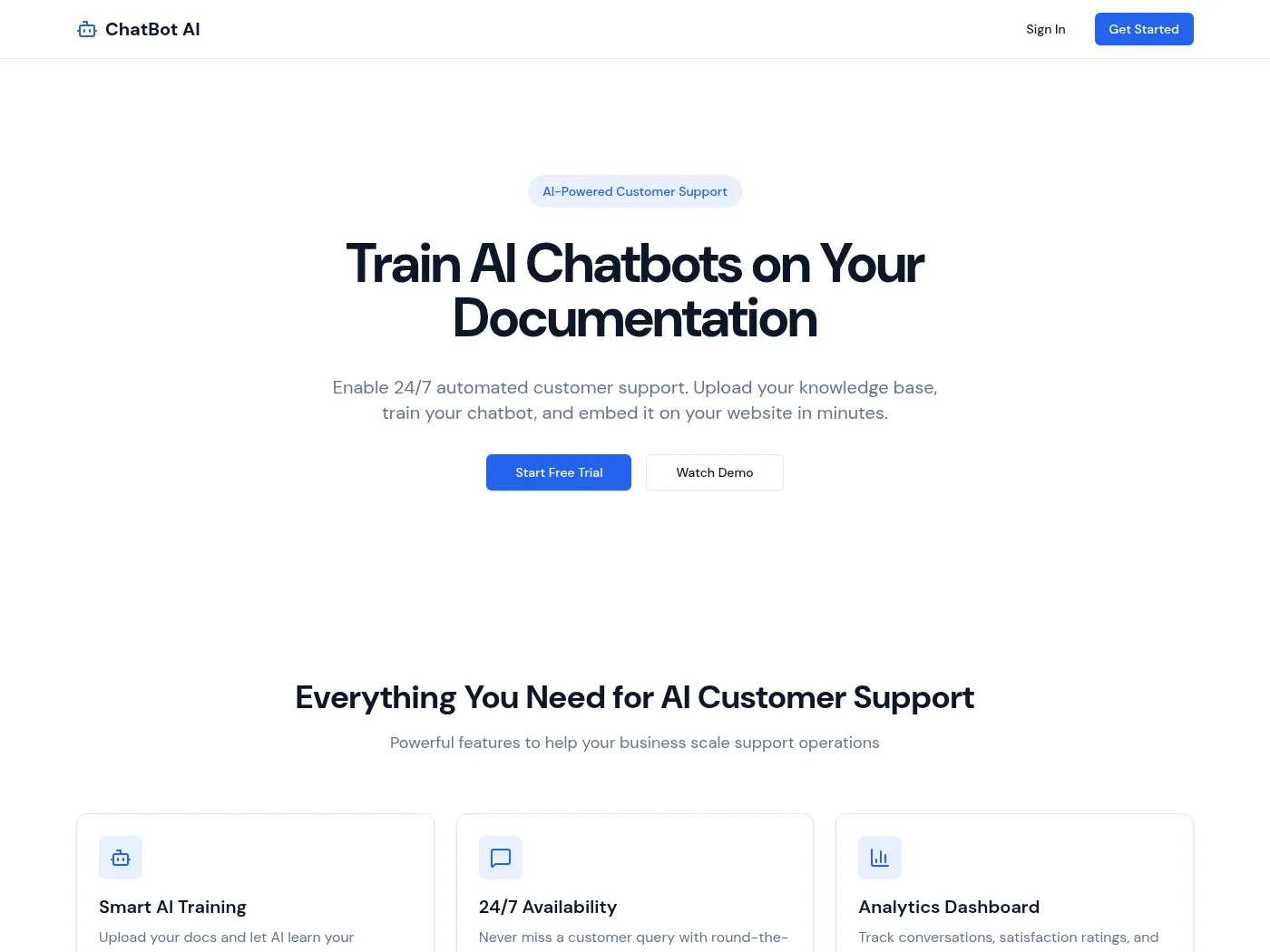 AI Customer Support Chatbot Platform