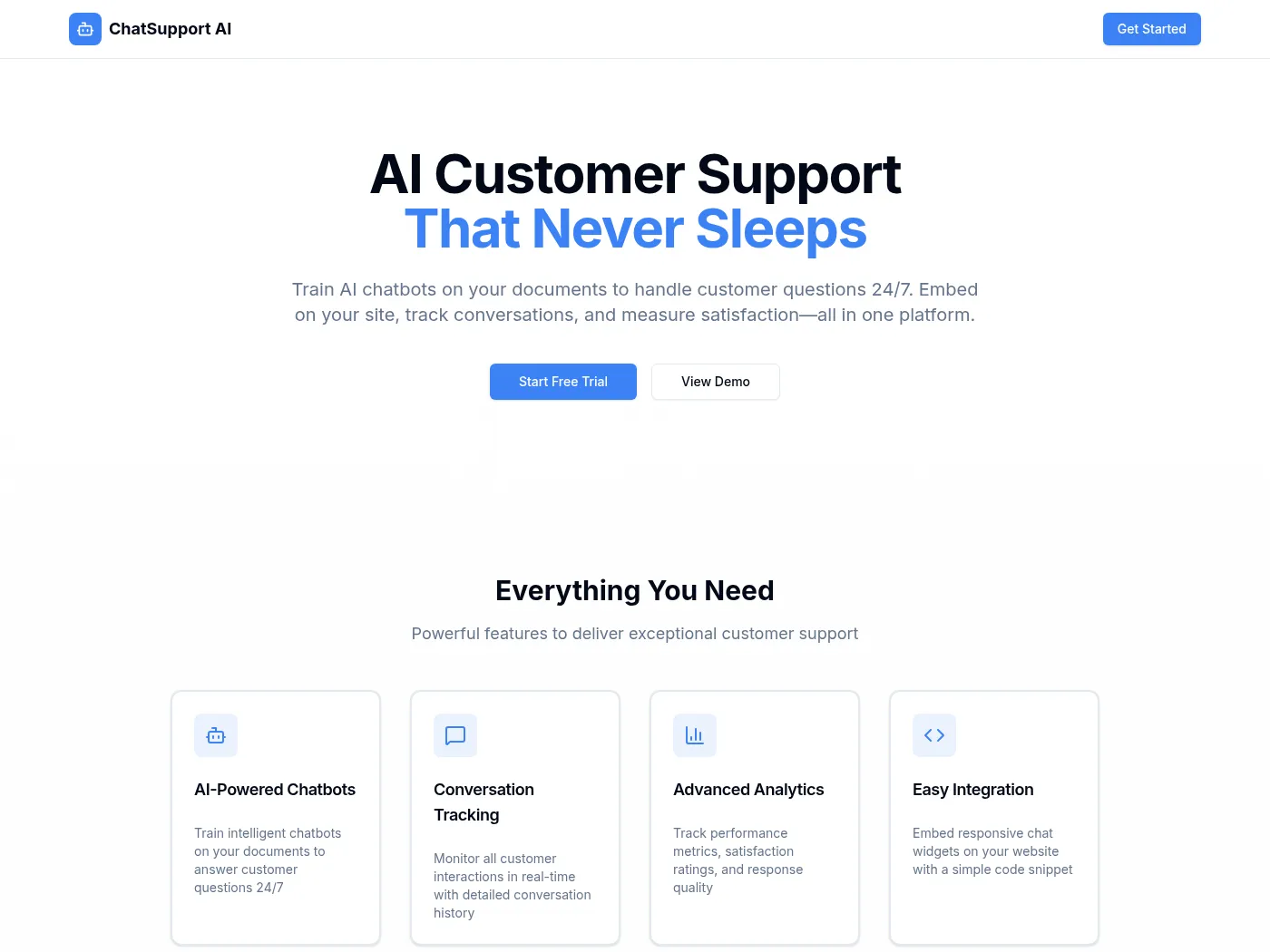 AI Customer Support Chatbot Platform