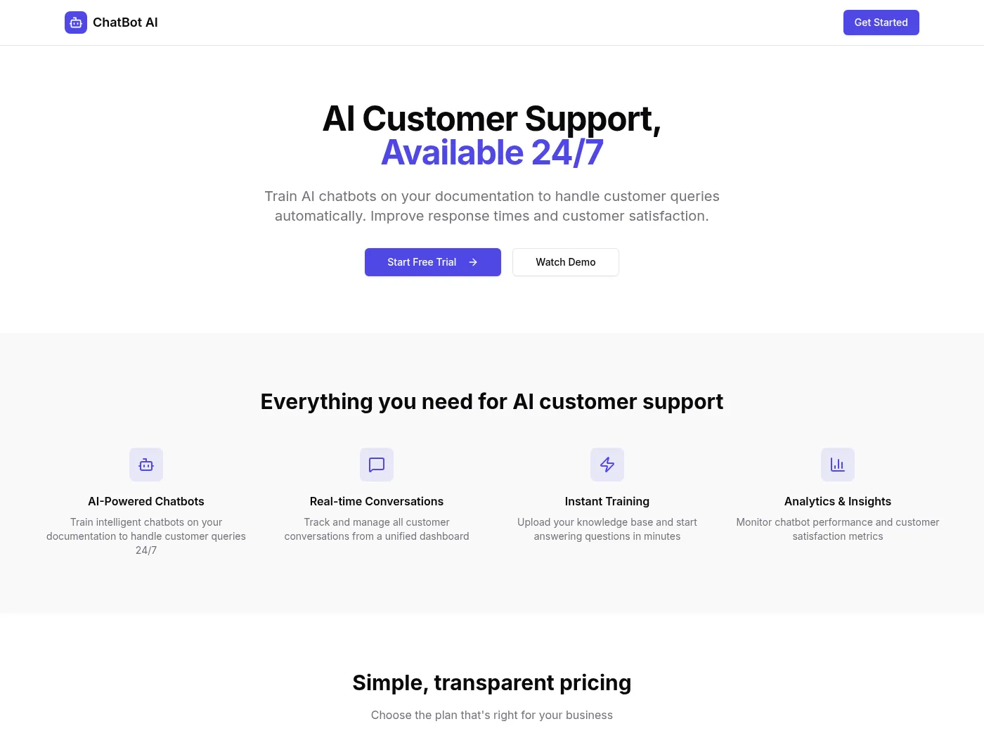AI Customer Support Chatbot Platform