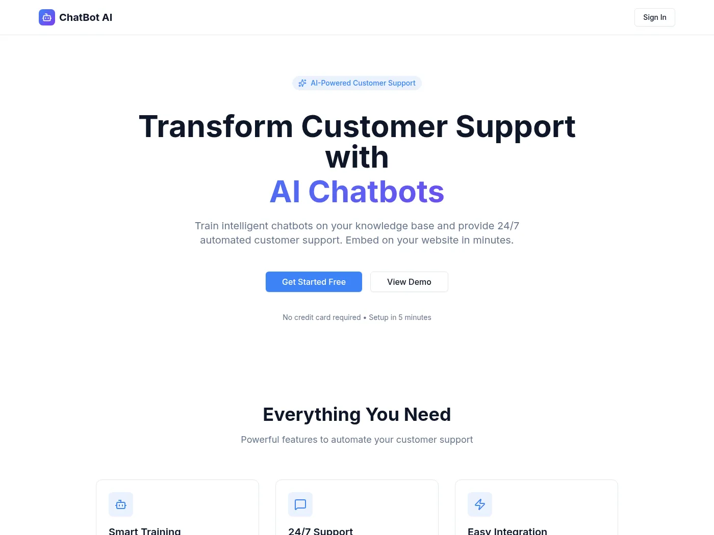 AI Customer Support Chatbot Platform
