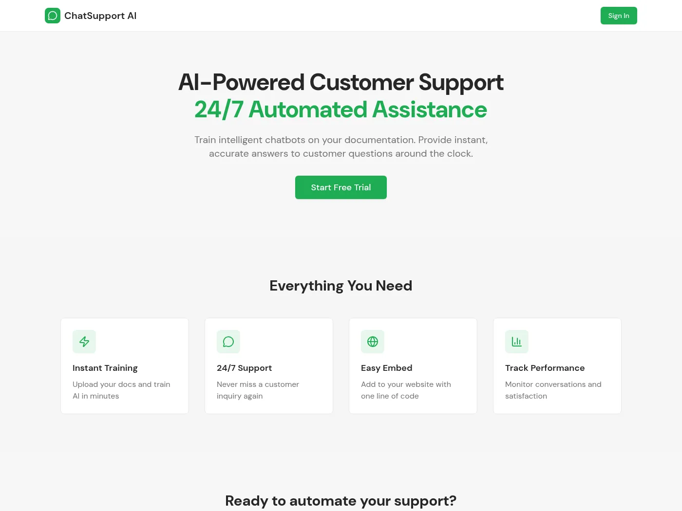 AI Customer Support Chatbot Platform