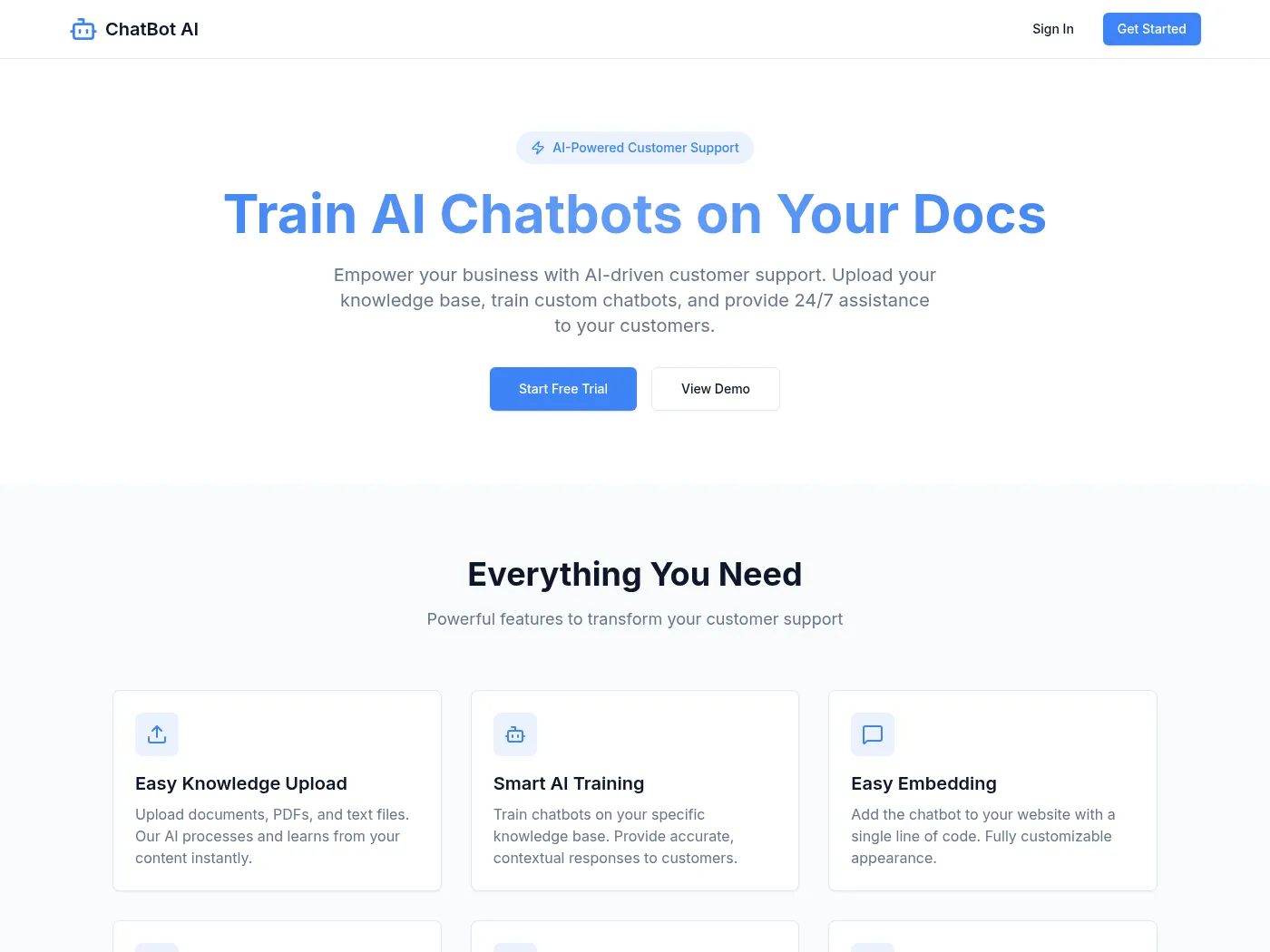 AI Customer Support Chatbot Platform