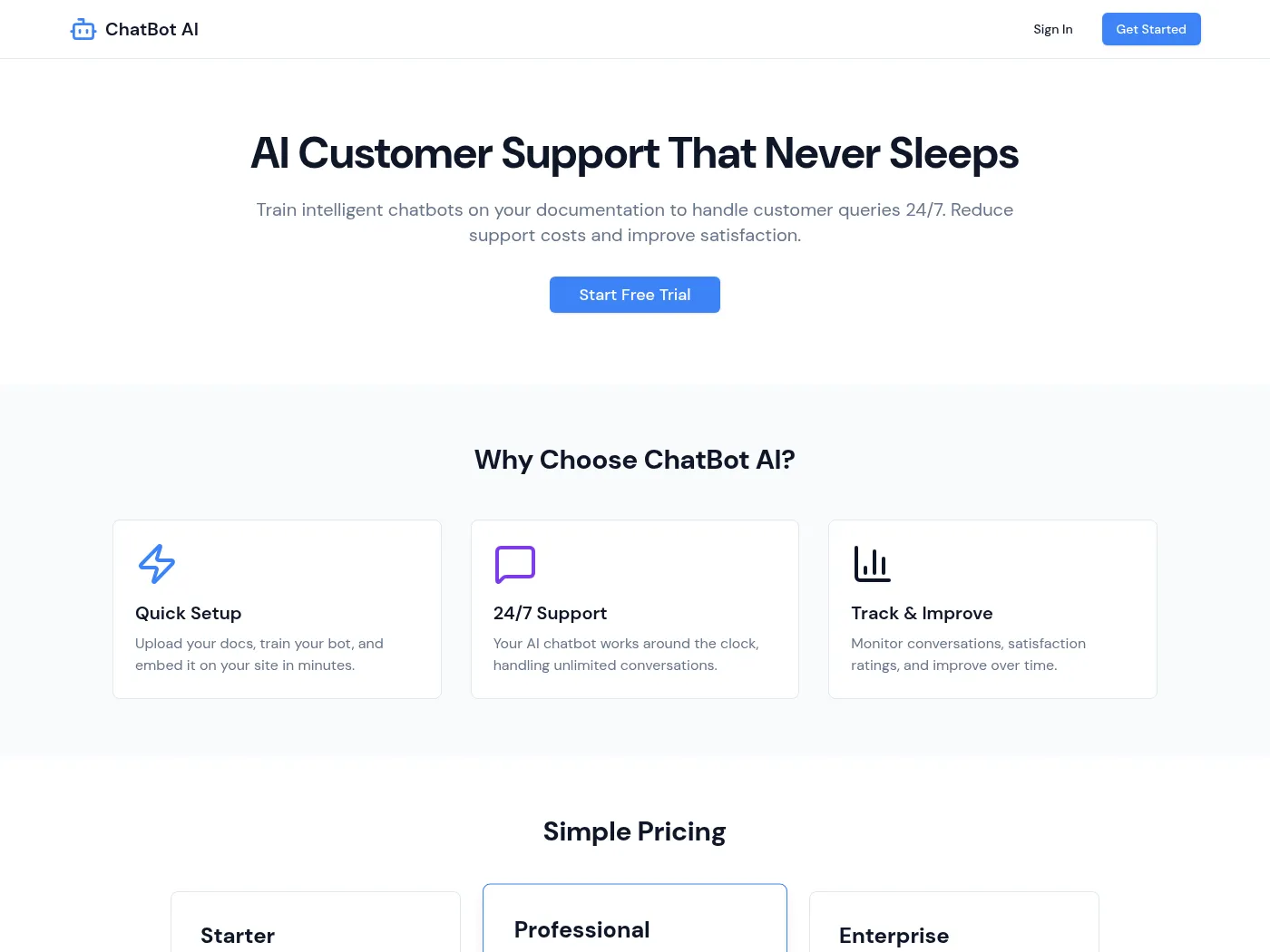 AI Customer Support Chatbot Platform