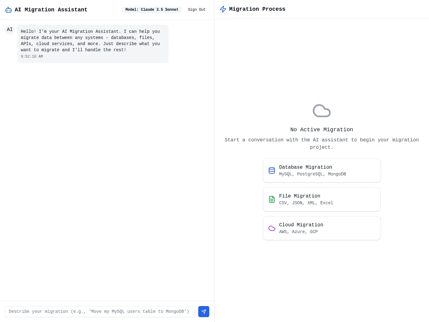 Universal AI-Powered Data Migration Platform