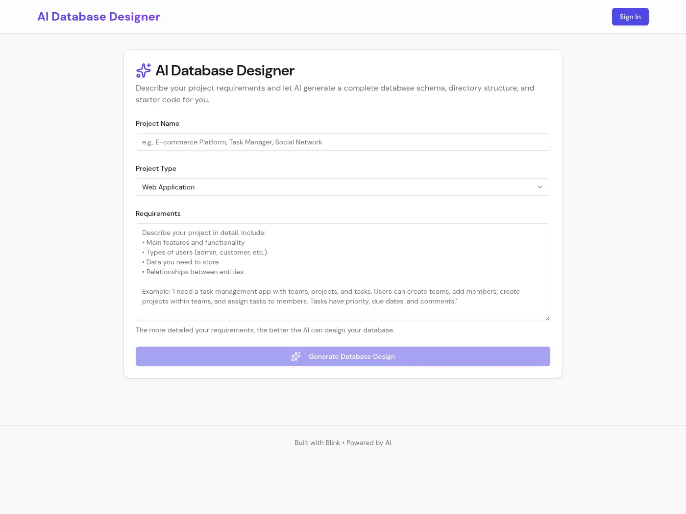 AI Database Designer