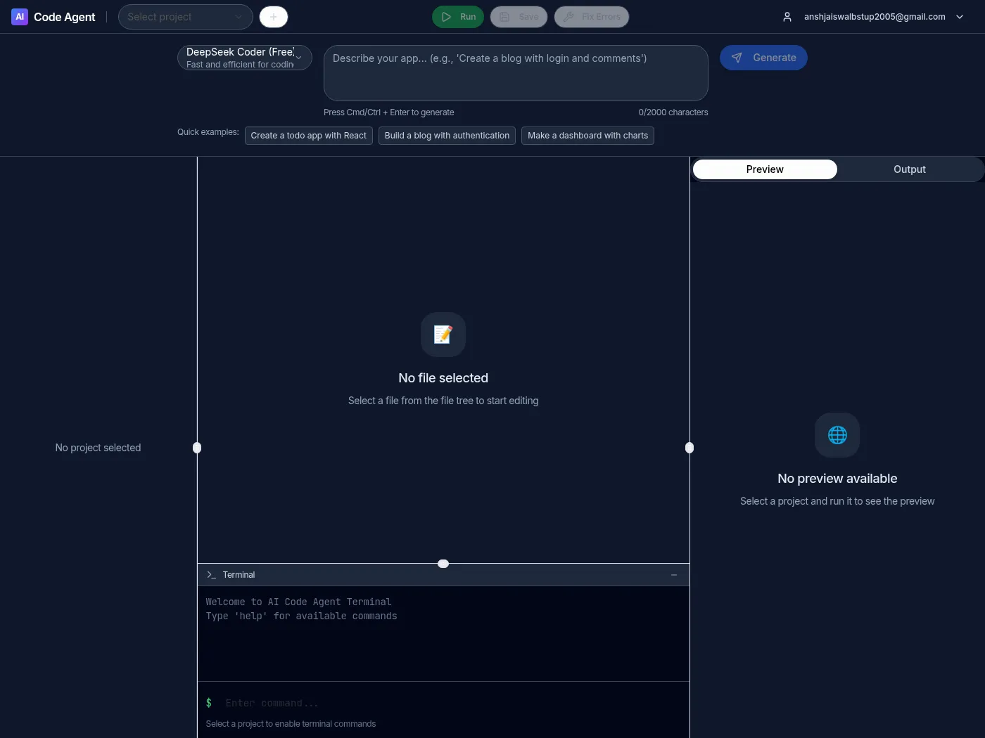 AI Full-Stack Code Generation Agent (Remix)
