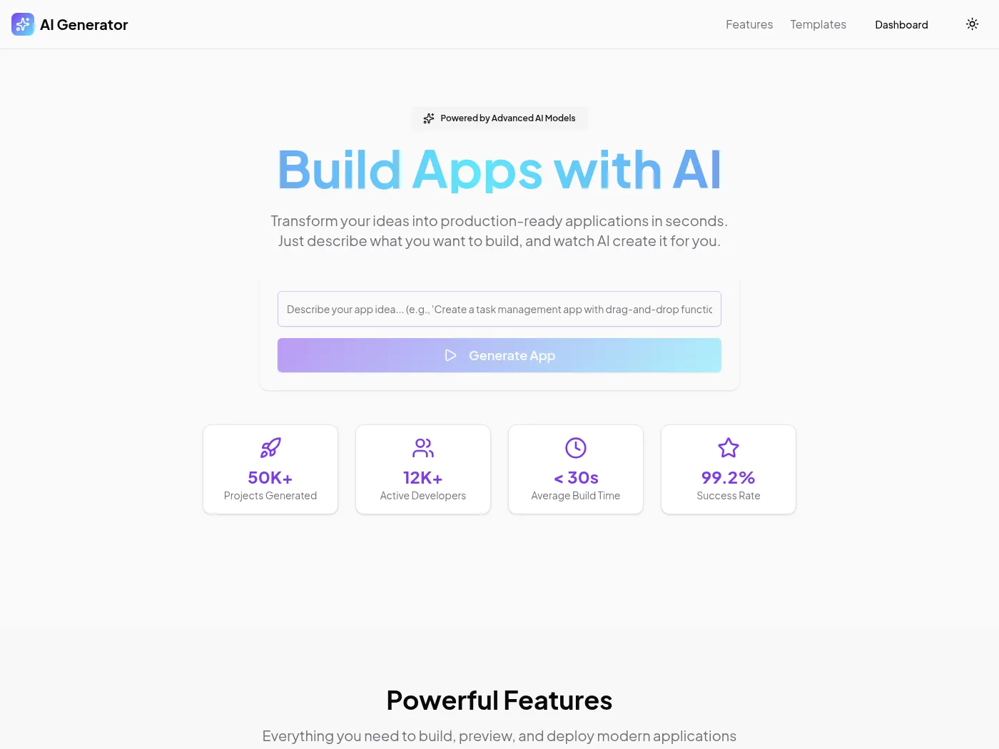 AI Fullstack Software Generator Platform
