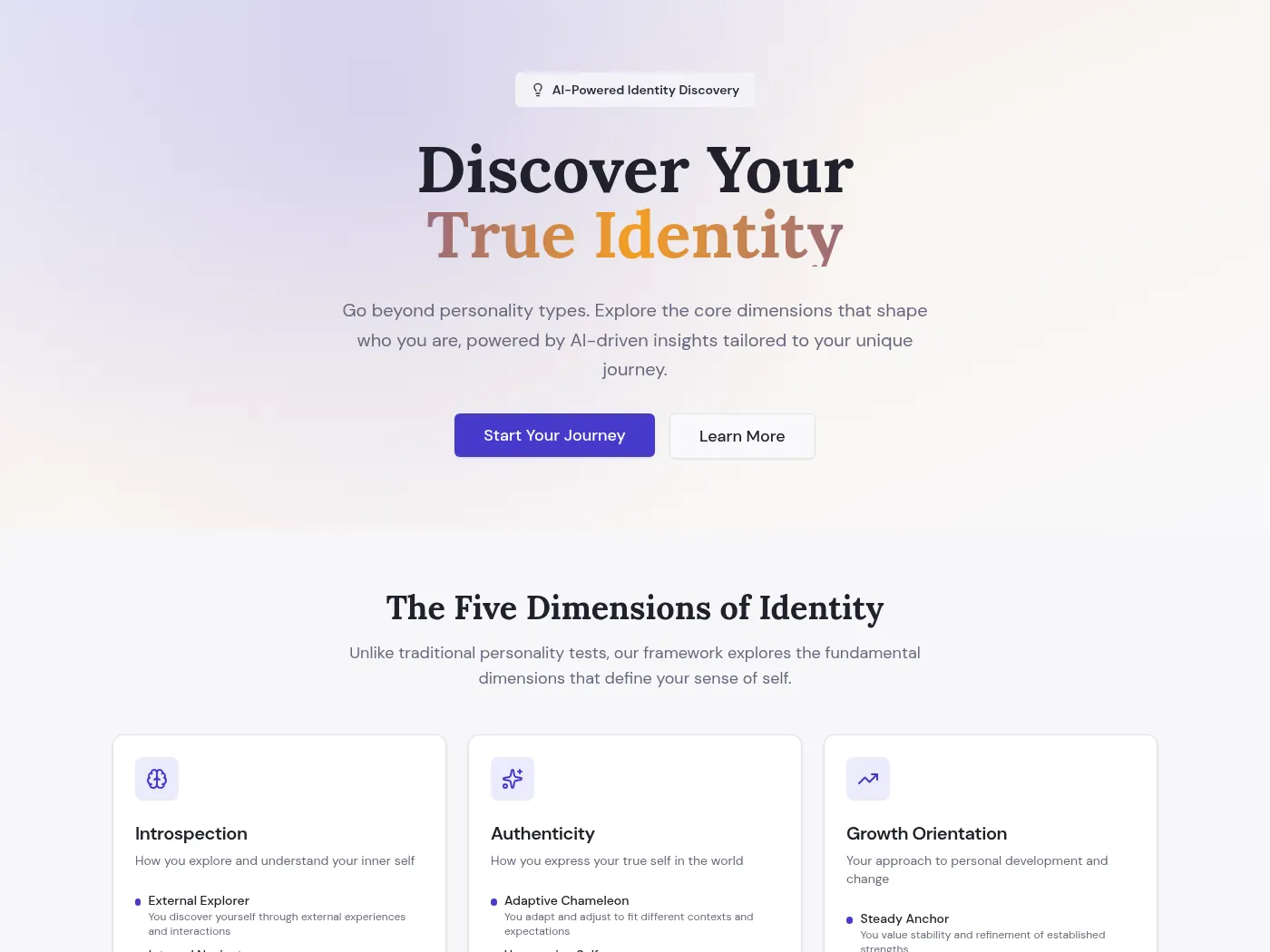AI-Based Identity Discovery Framework Inspired by Myers-Briggs