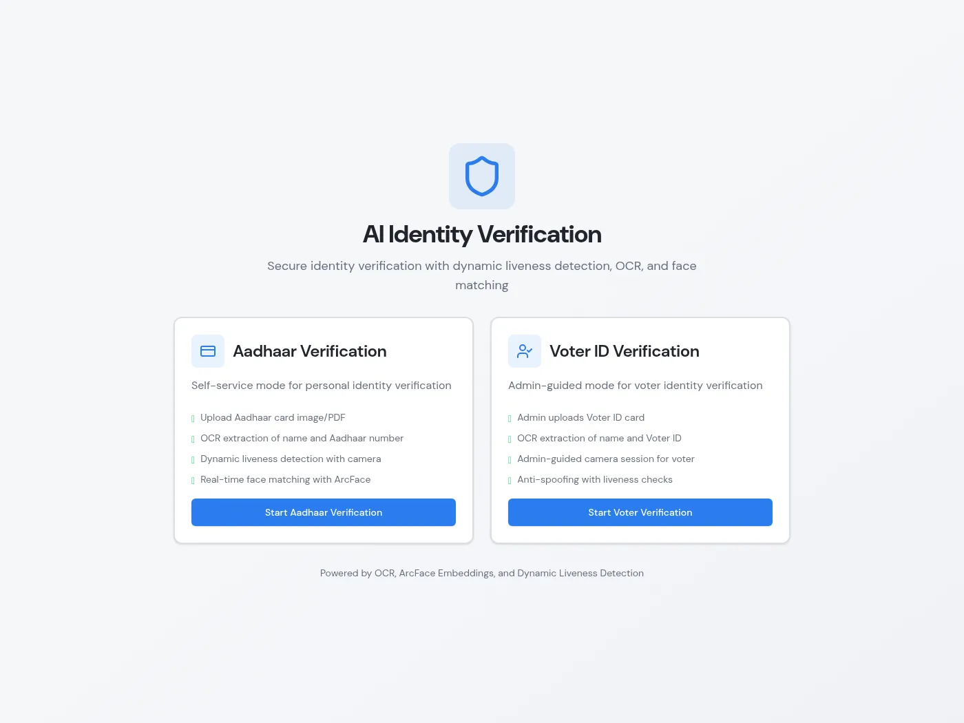 AI Identity Verification System for Aadhaar & Voter ID with Dynamic Liveness and Real-Time Matching