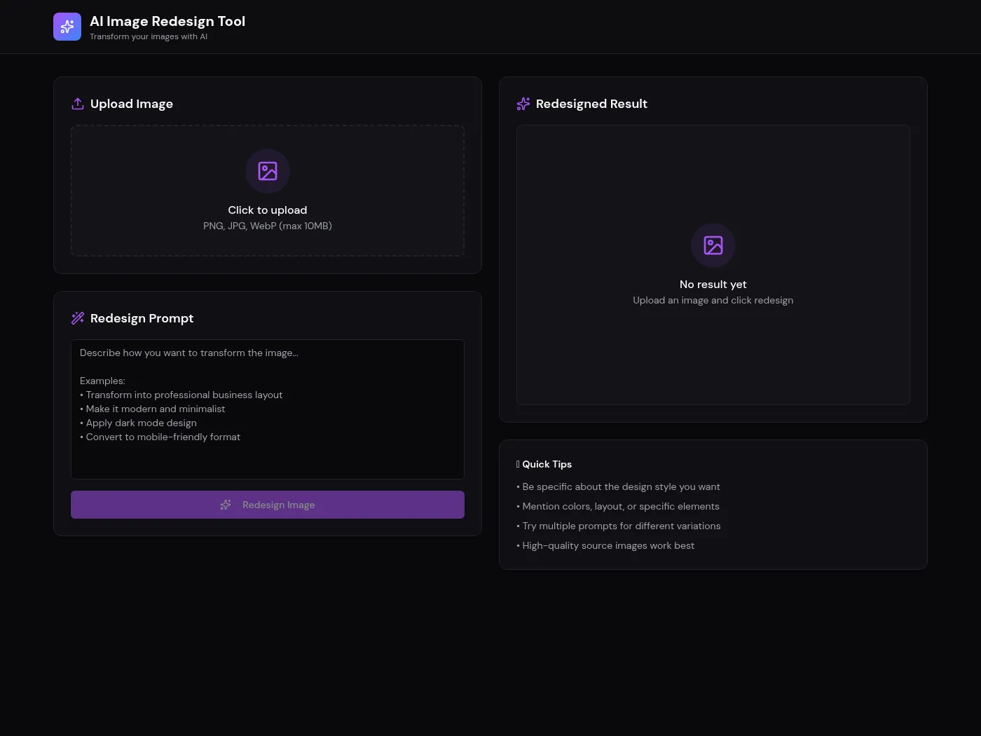 AI-Powered Image Redesign Tool