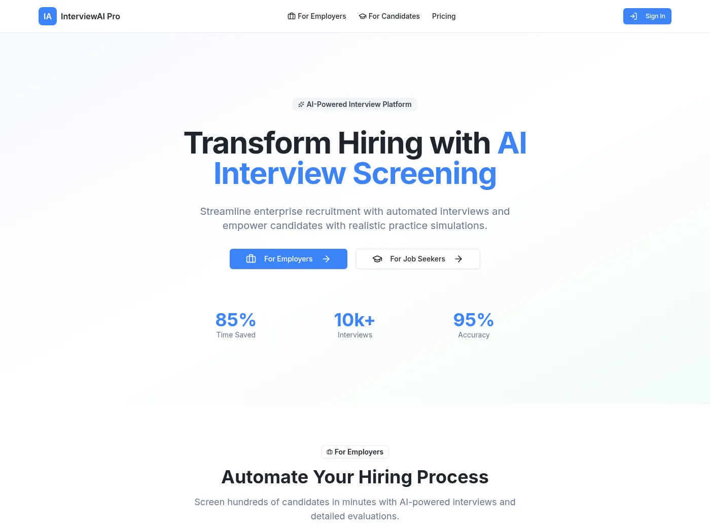 AI Interview Screening & Coaching Platform for Hiring and Job Seekers
