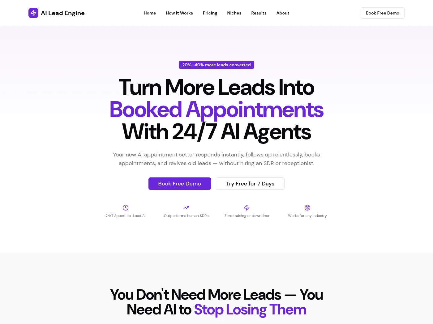 AI Lead Engine: Revenue-Boosting Website with Automated Demo, Pricing, and Onboarding