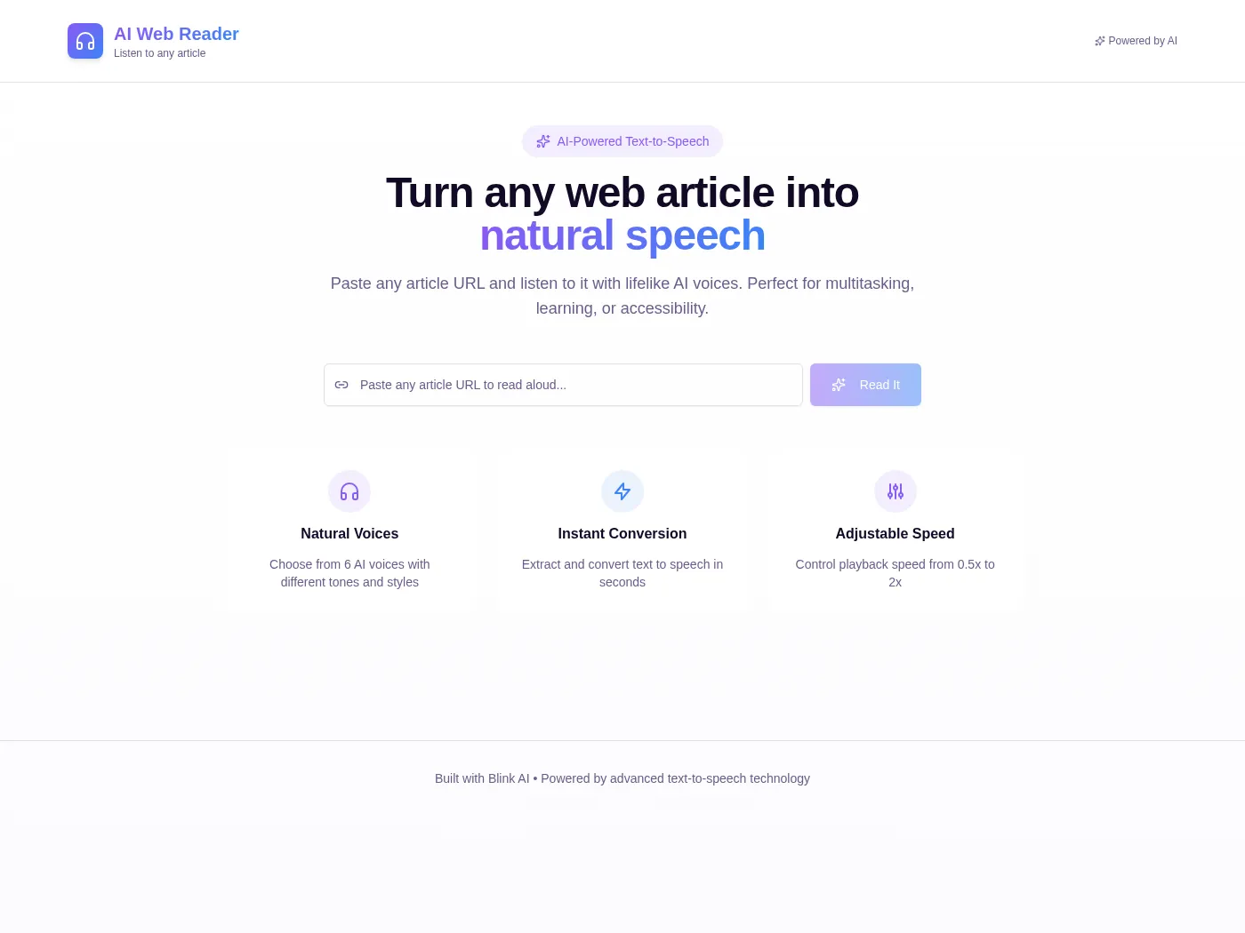 AI Text-to-Speech Web Reader