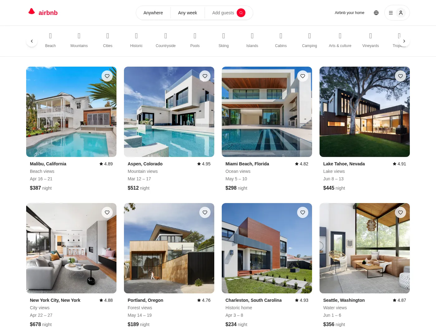 Airbnb.com Web Clone