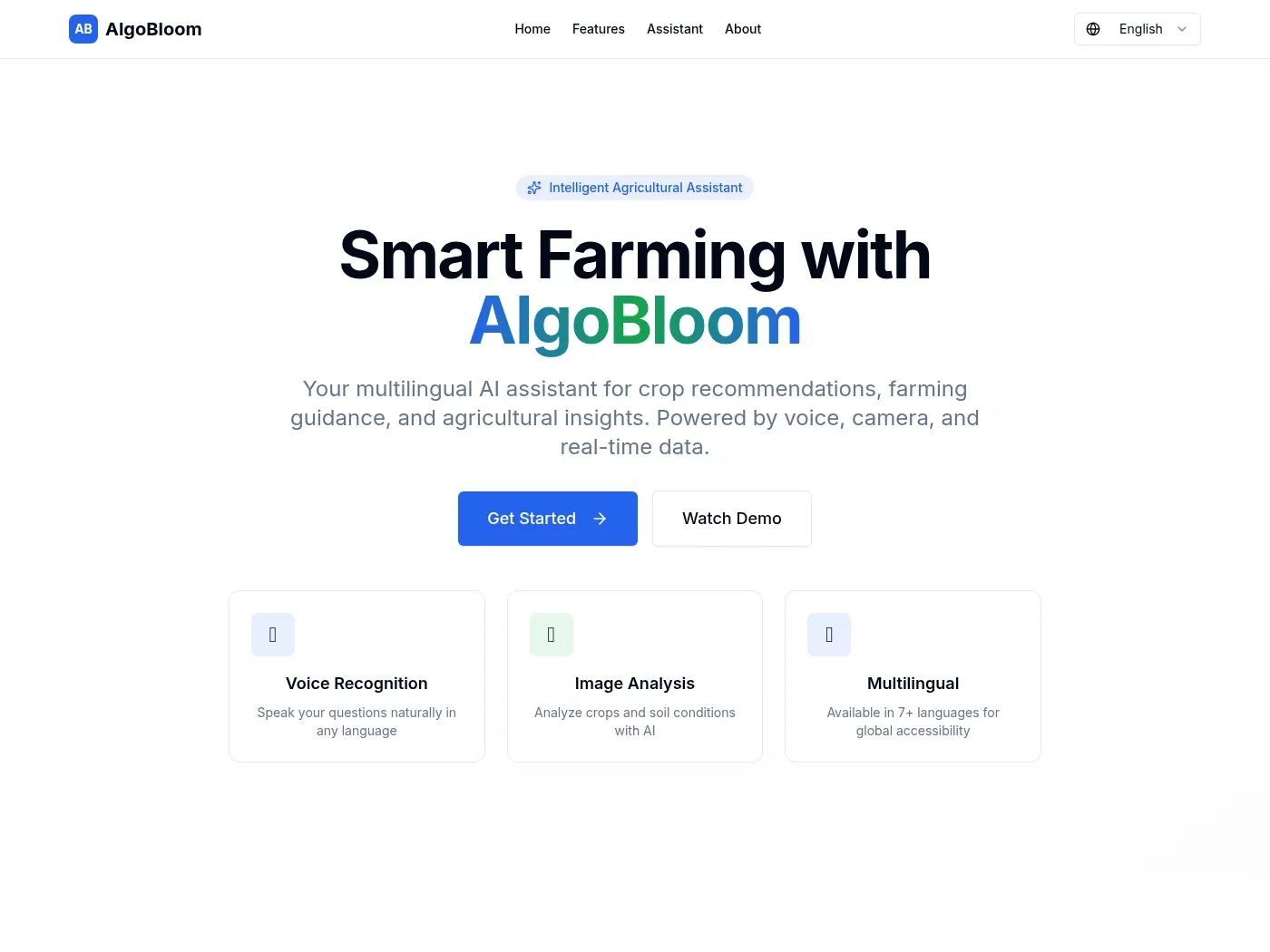 AlgoBloom Intelligent Multilingual Assistant Website