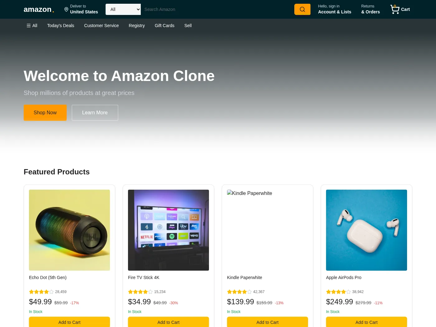 Amazon.com Clone - Modern E-commerce Web Platform
