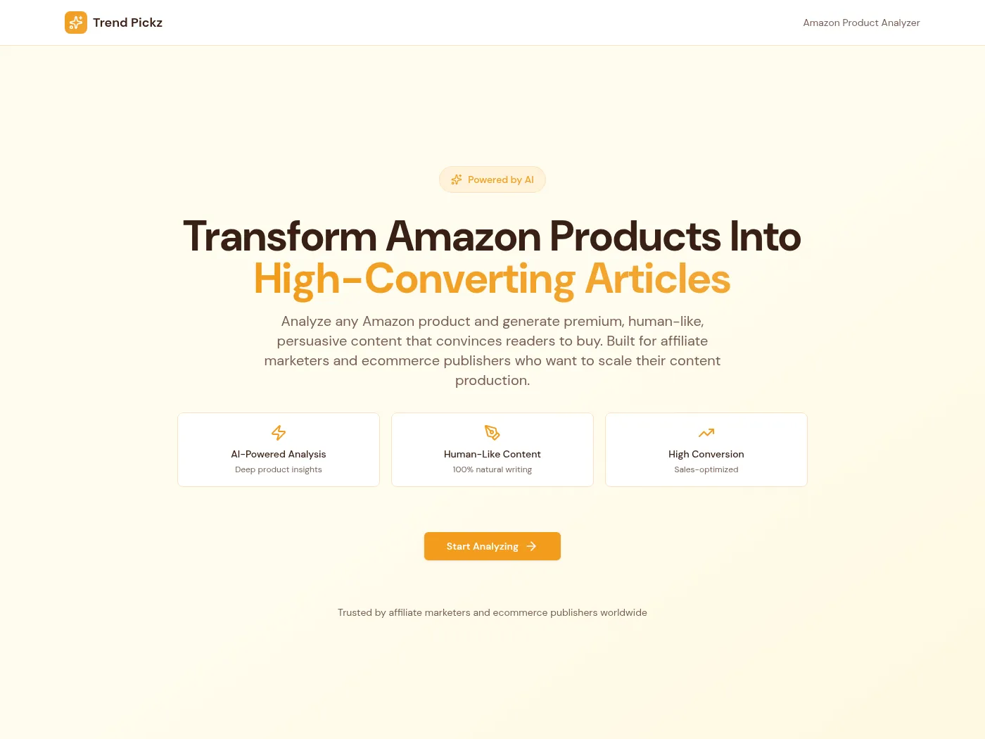 Trend Pickz Amazon Product Analyzer & Persuasive Content Generator