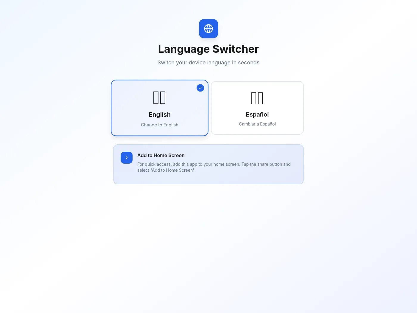 Android Language Switcher Widget