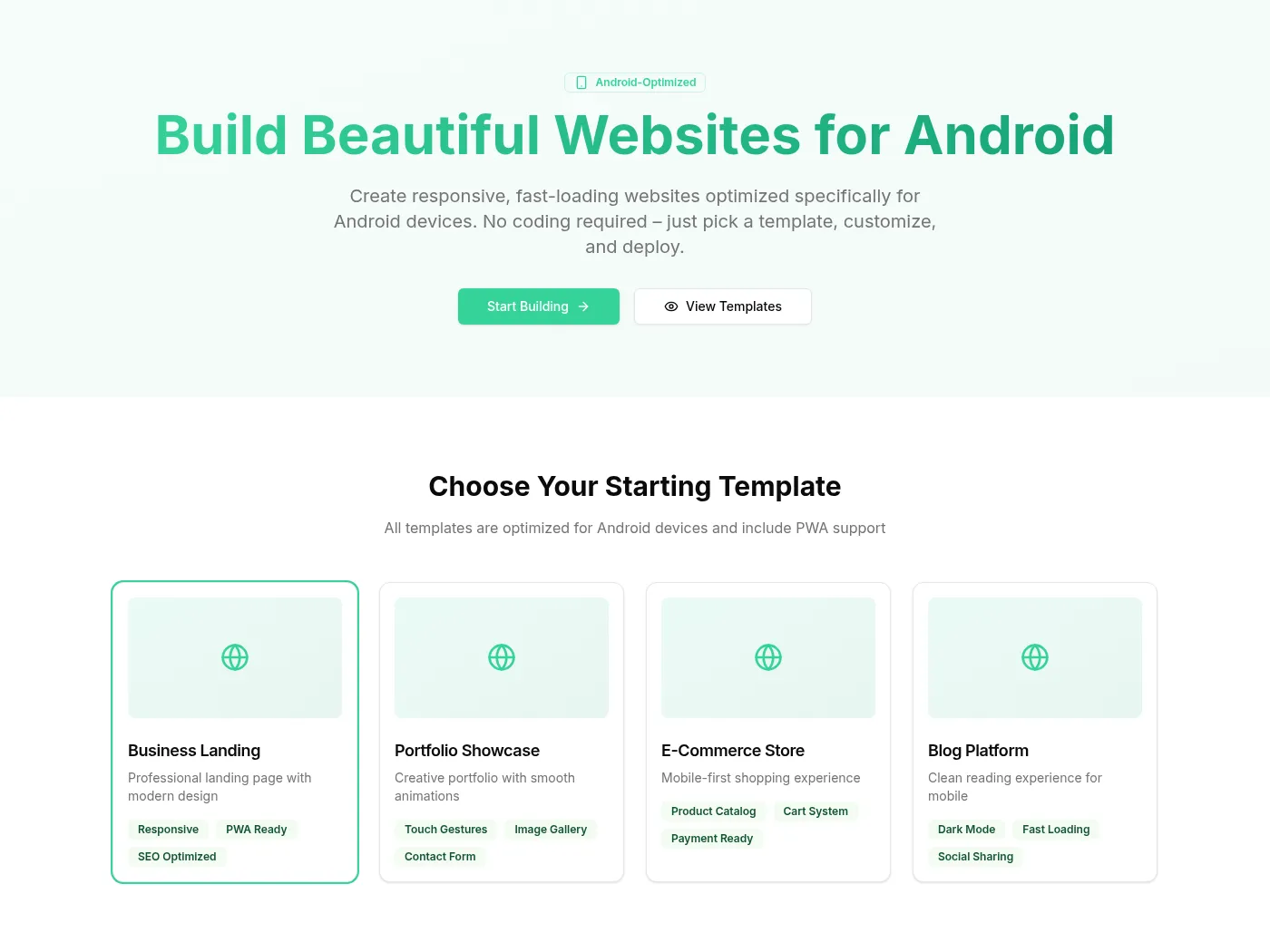 Android-Compatible Website Generator