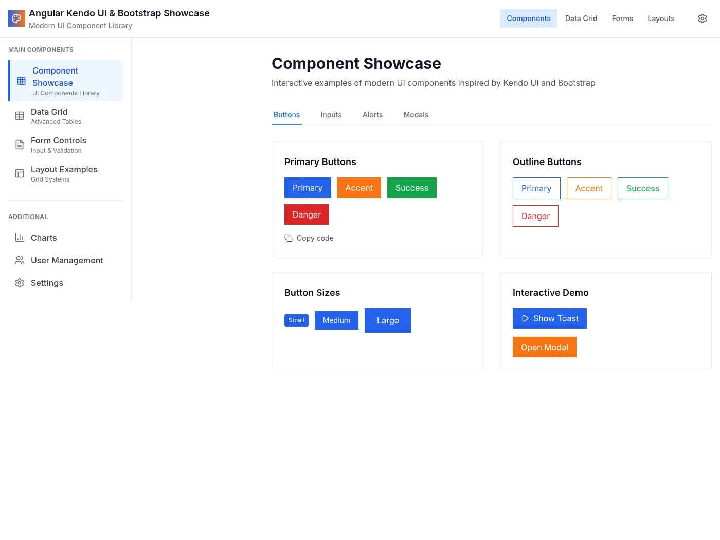 Angular Kendo UI & Bootstrap Showcase