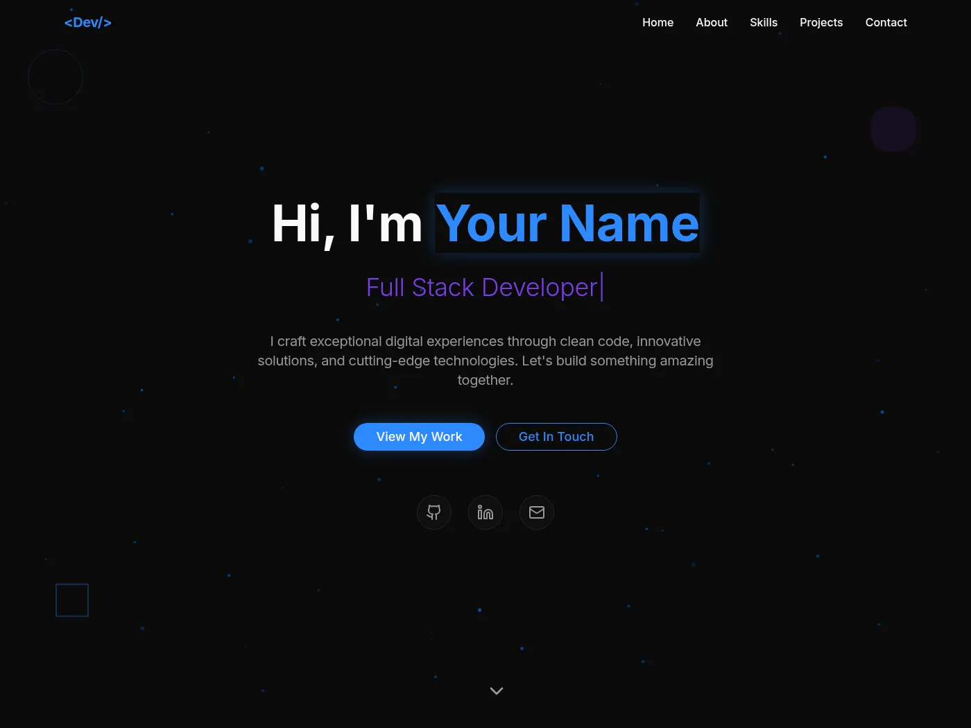 Animated Interactive Portfolio for Software Engineer